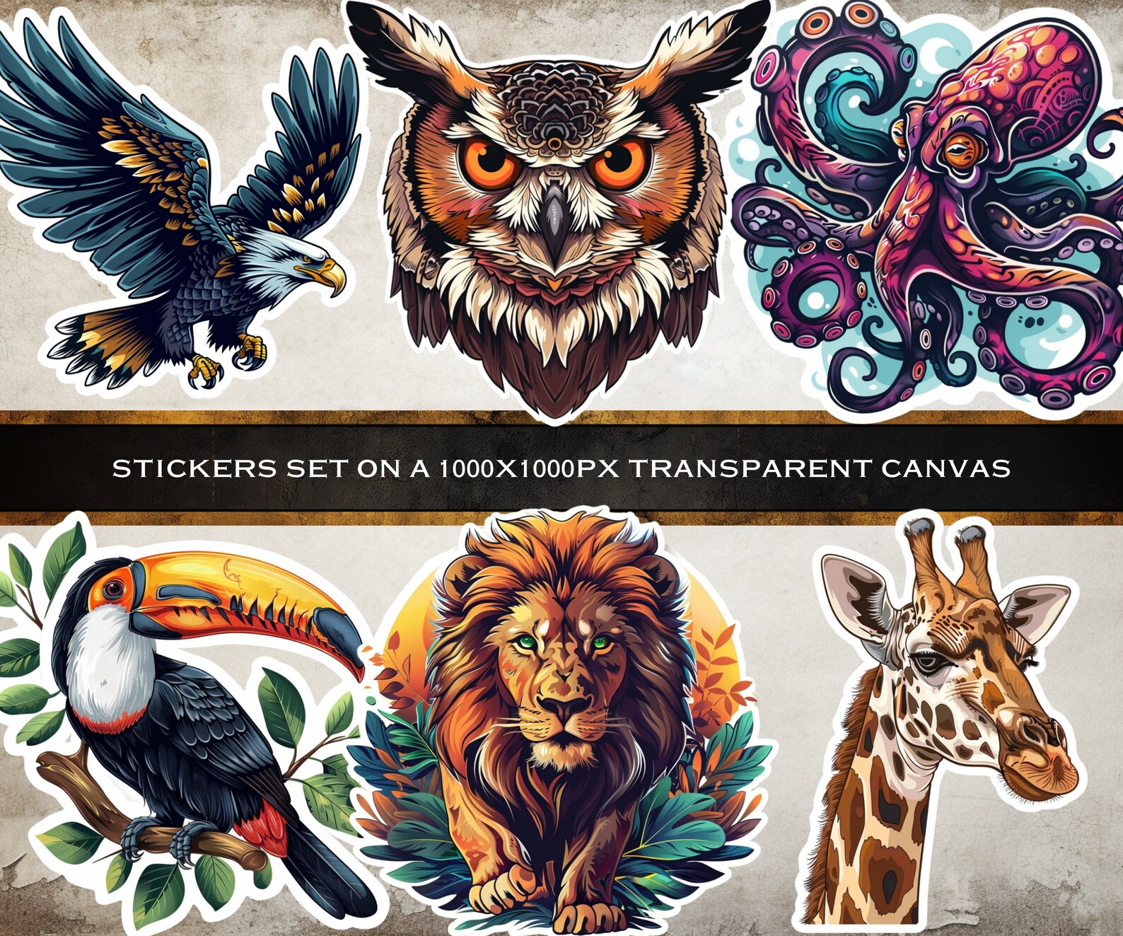 Animal Sticker Pack, 50 High Quality Animal Stickers, PNG Files ...
