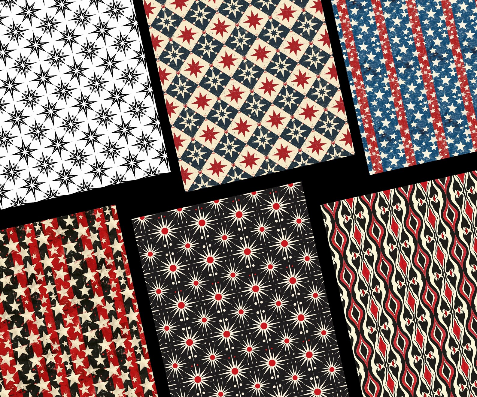 Rockabilly Seamless Patterns, 25 Rockabilly Digital Papers, Vintage ...