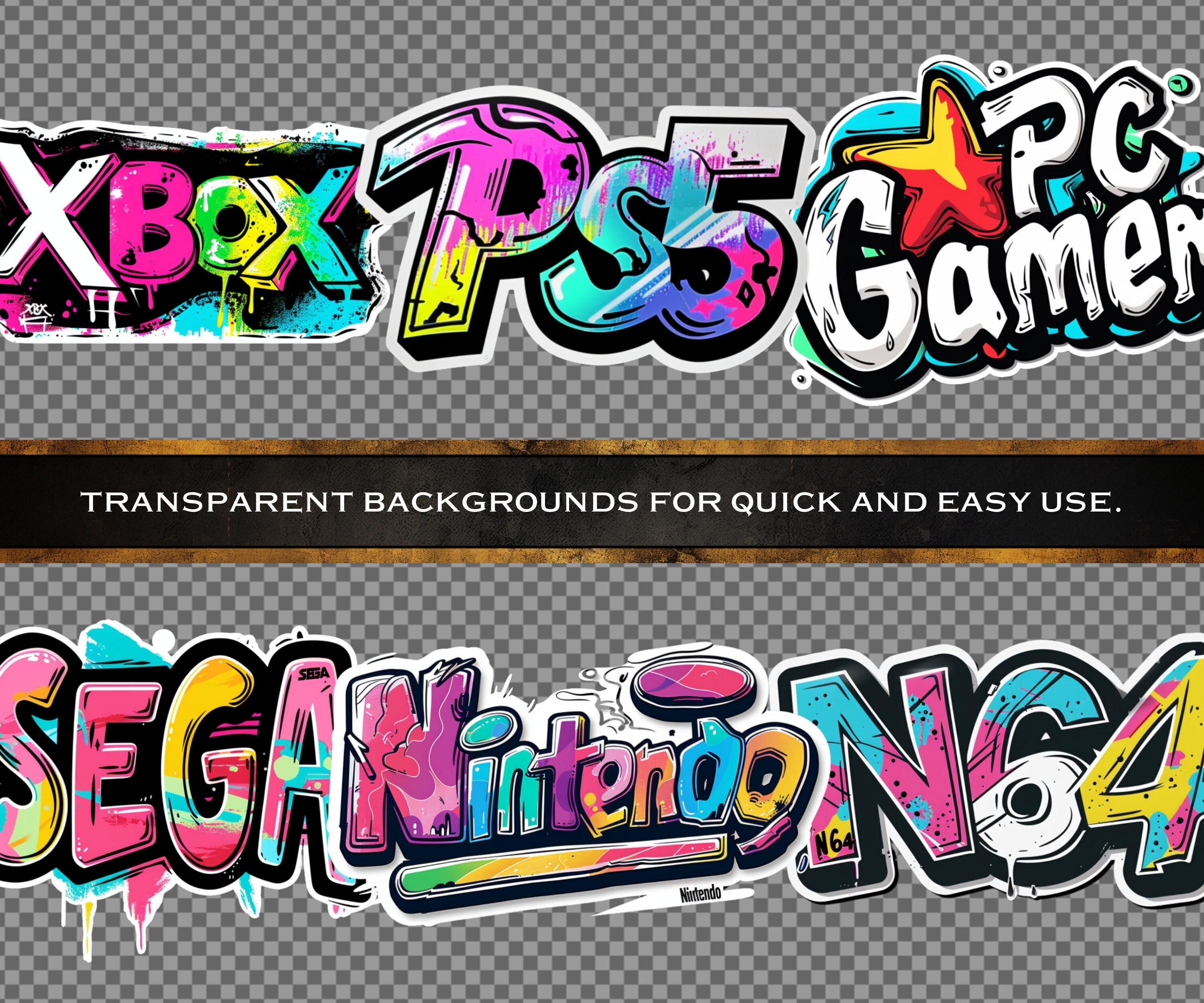 Gamer Sticker Pack, 50 Gamer Themed Digital Stickers, Transparent PNG ...