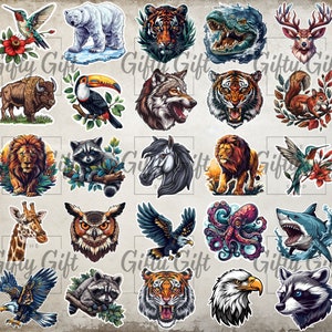 Animal Sticker Pack, 50 High Quality Animal Stickers, PNG Files ...