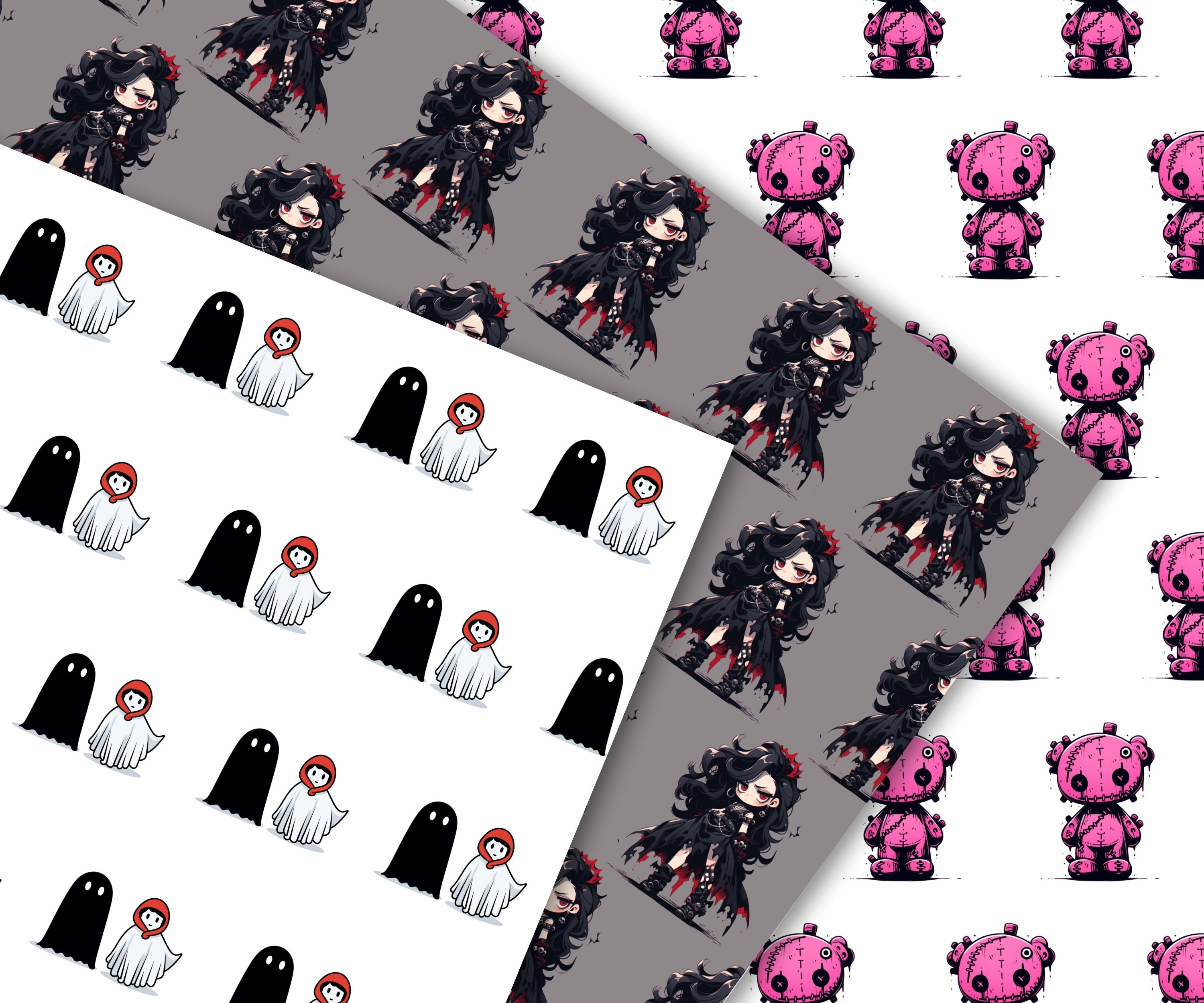 Gothic Kawaii Patterns, 20 Fun Gothic Themed Seamless Digital Papers ...
