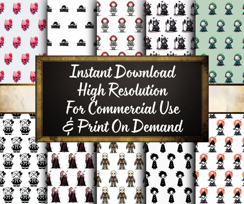 Gothic Doodle Patterns, 20 Fun Gothic Themed Seamless Digital Papers ...