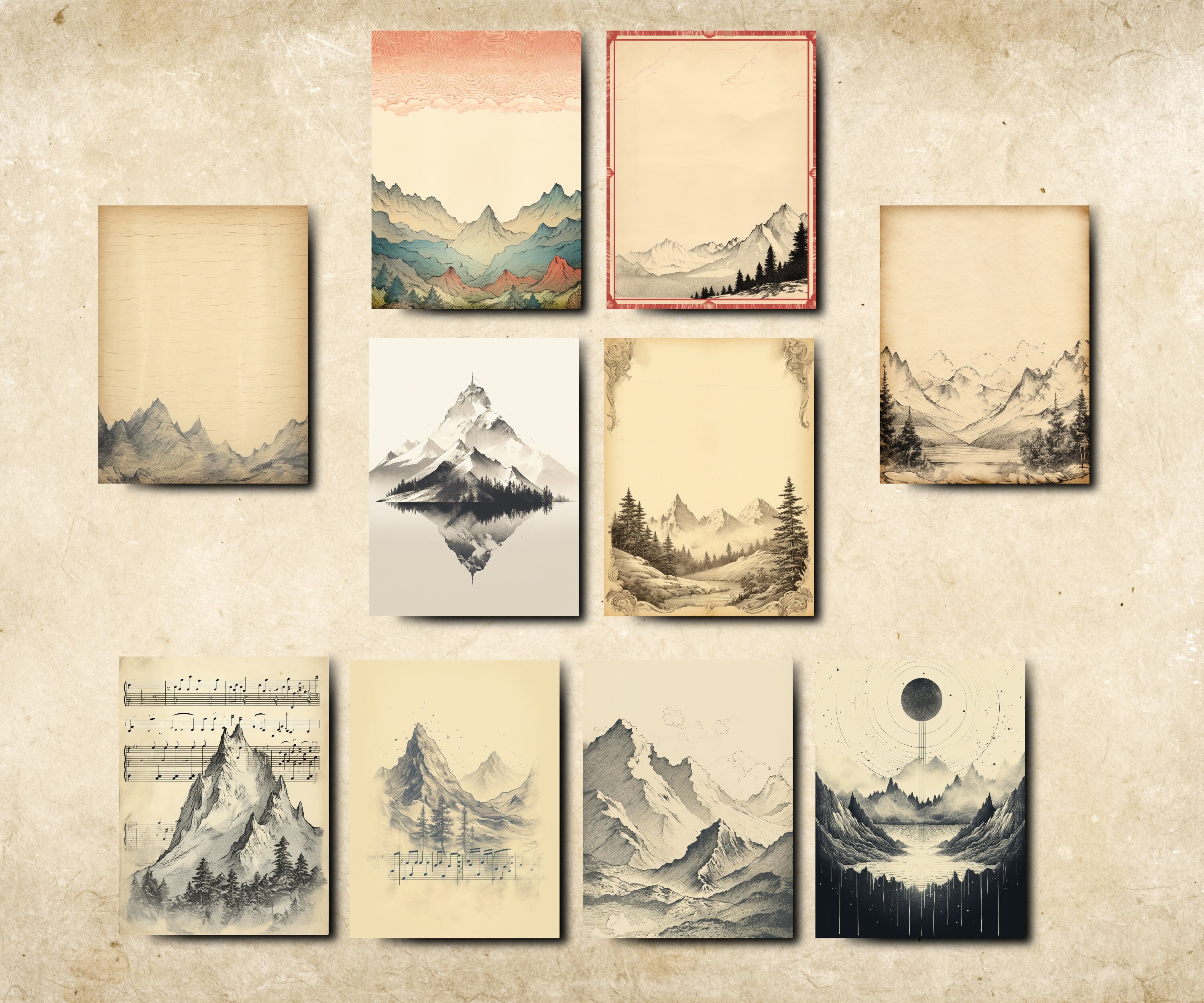 Mountain Junk Journal Pages, Vintage Scrapbooking Ephemera, 40 ...