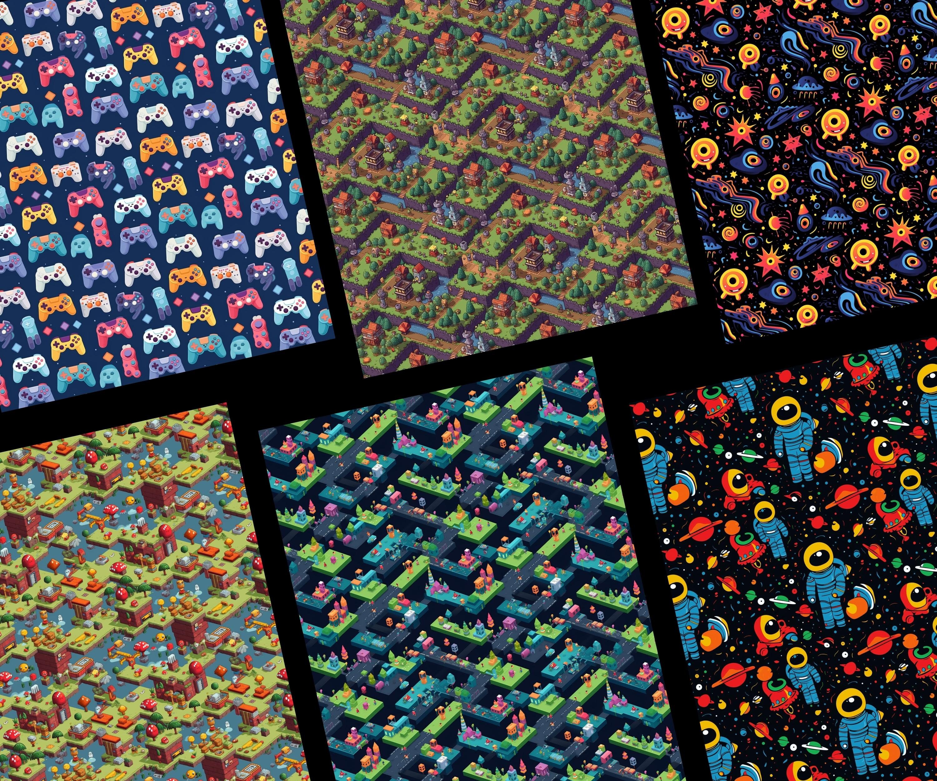 Game Room Patterns, 20 Videogame Themed Seamless Digital Papers ...