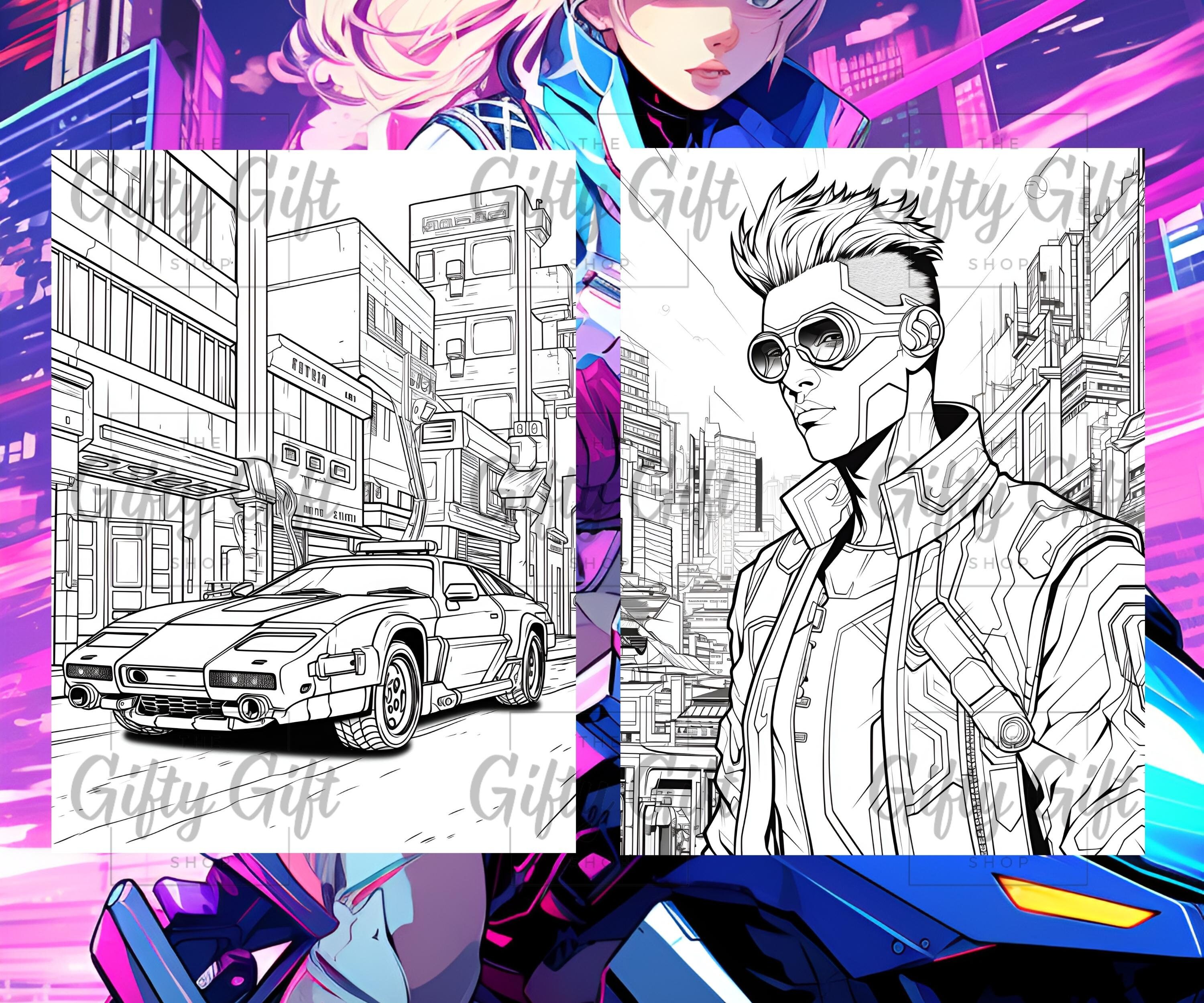 Cyberpunk Colouring Book, 40 Printable Colouring Pages for Adults and ...