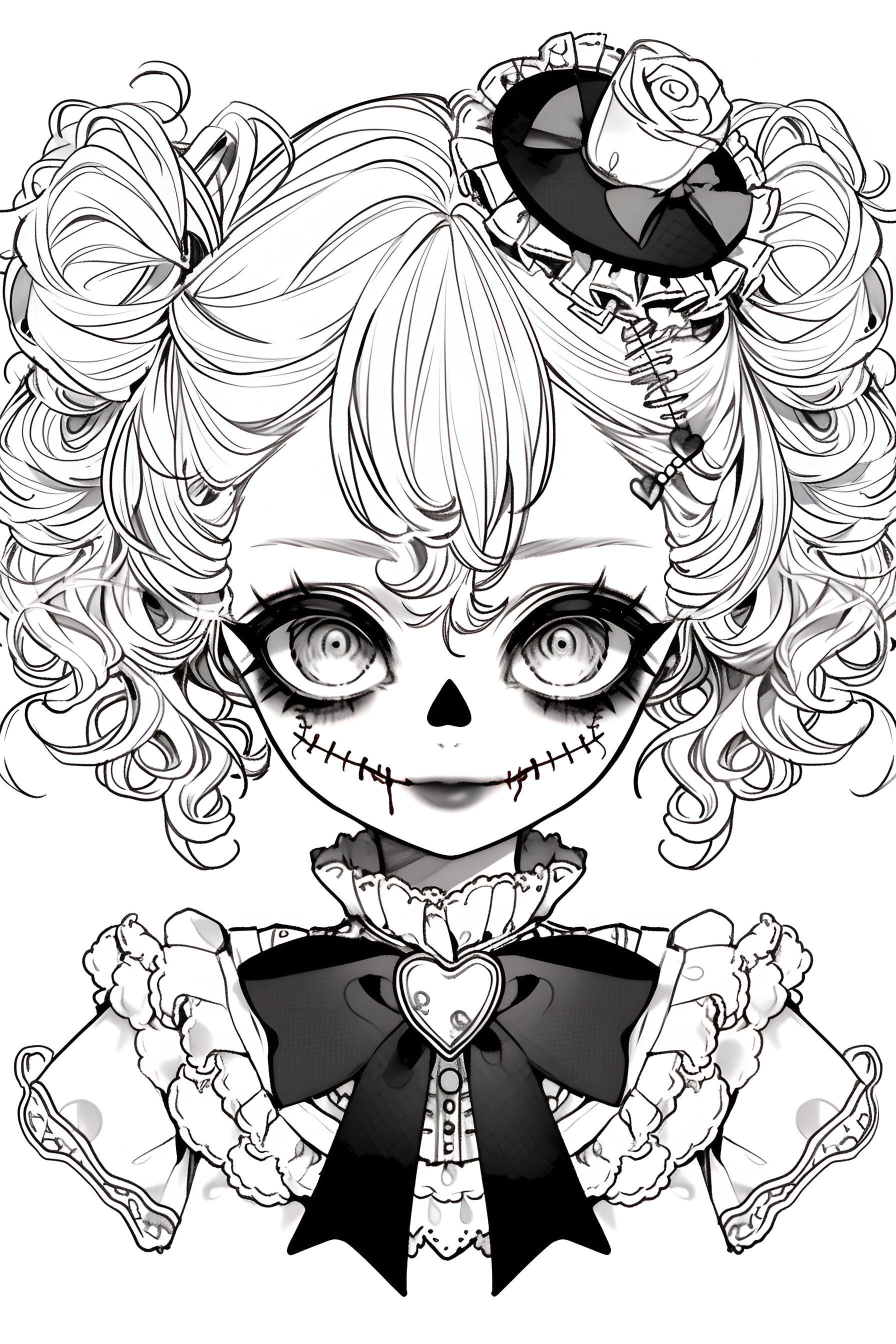 Gothic Kawaii Colouring Book, 50 Kawaii and Anime Printable Colouring ...