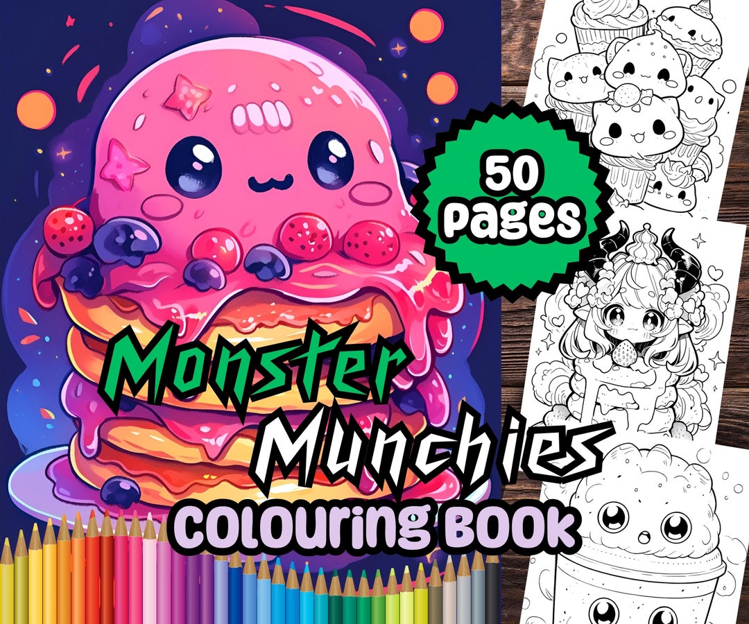 Monster Munchies Colouring Book, 50 Printable Colouring Pages for ...