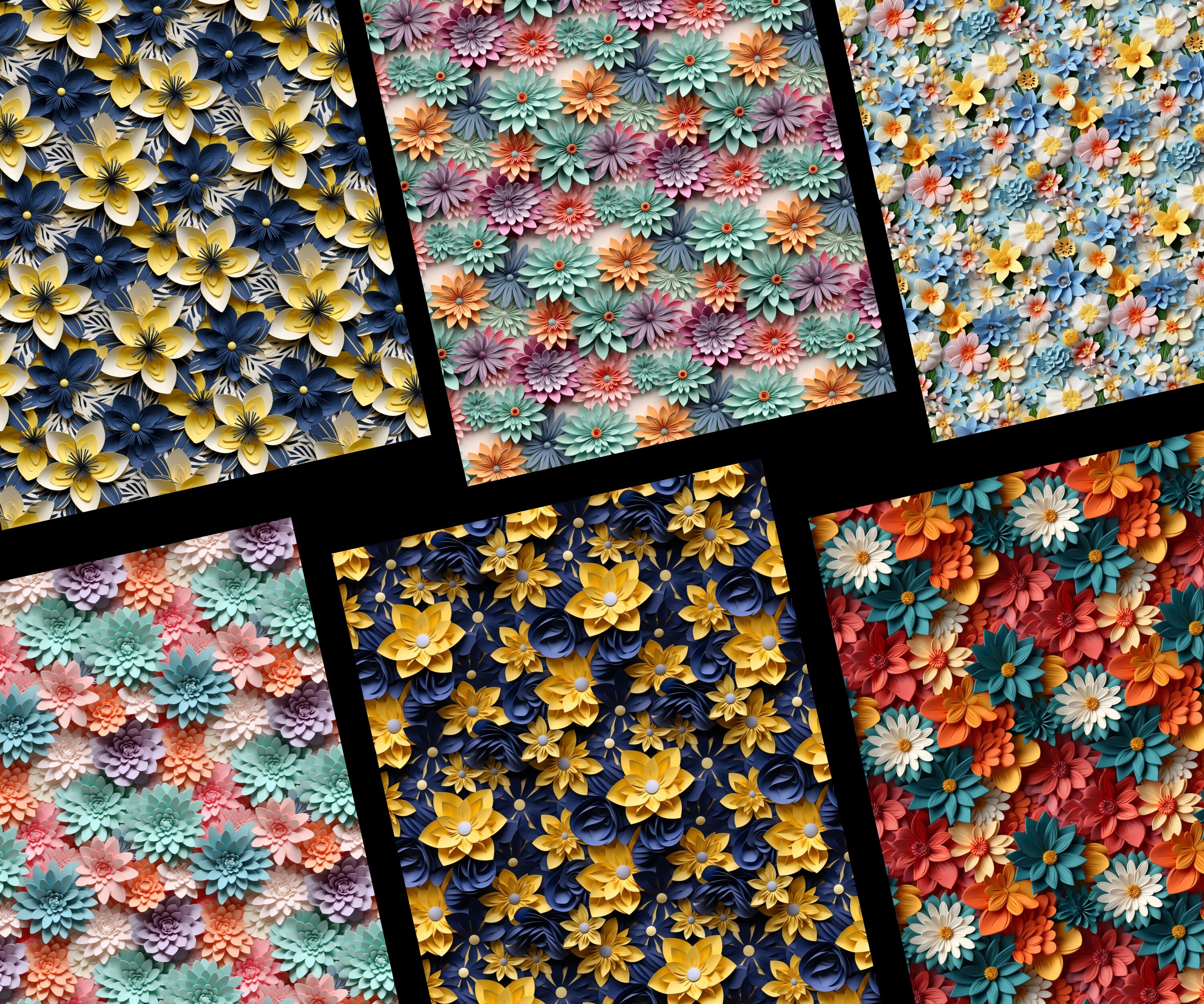 Seasonal 3D Flower Patterns 25 Floral Seamless Digital - Etsy