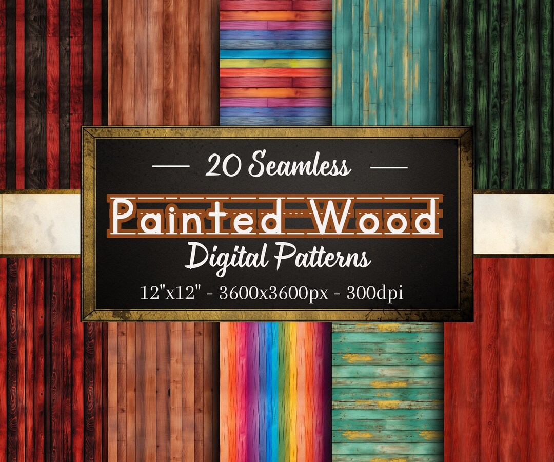 Painted Wood Patterns, 20 Seamless Digital Papers, Colourful Wood ...