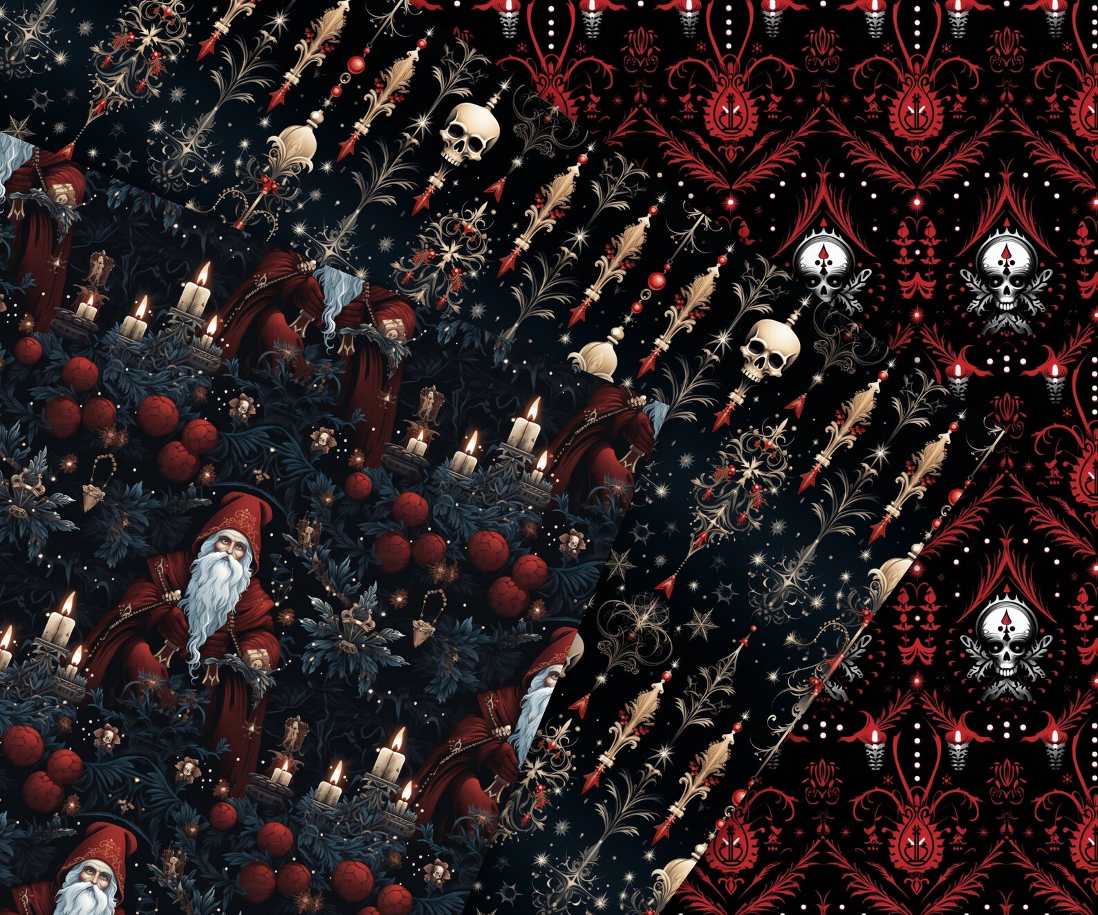 Gothic Christmas Patterns, 20 Festive Gothic Seamless Digital Papers ...