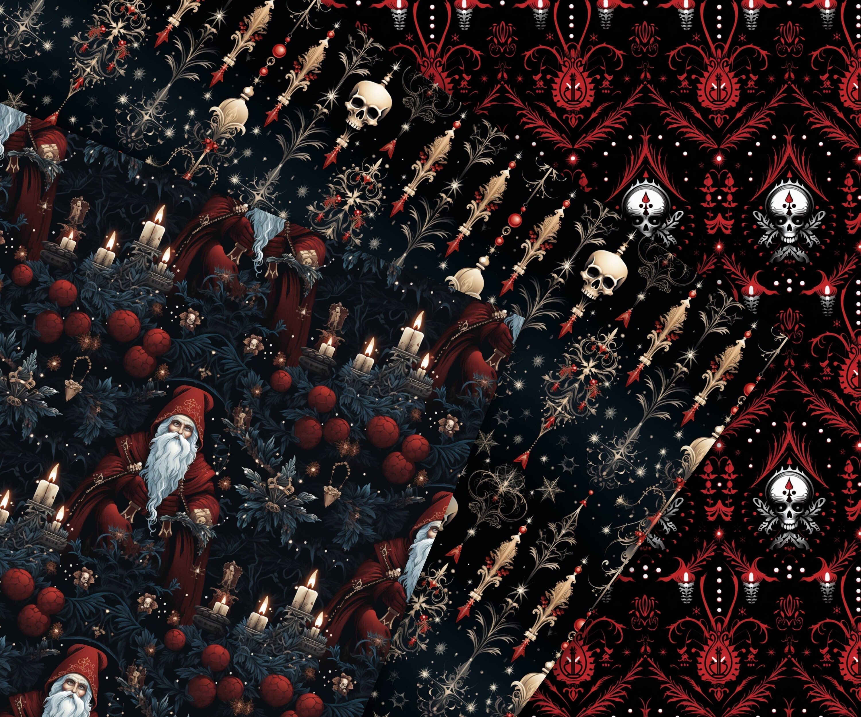Gothic Christmas Patterns, 20 Festive Gothic Seamless Digital Papers ...