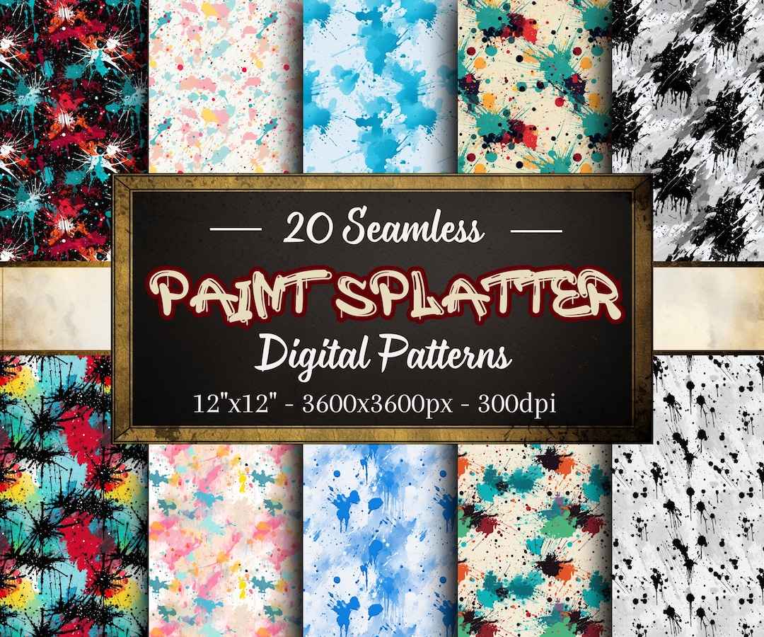 Paint Splatter Patterns, 20 Colourful Paint Seamless Digital Papers ...