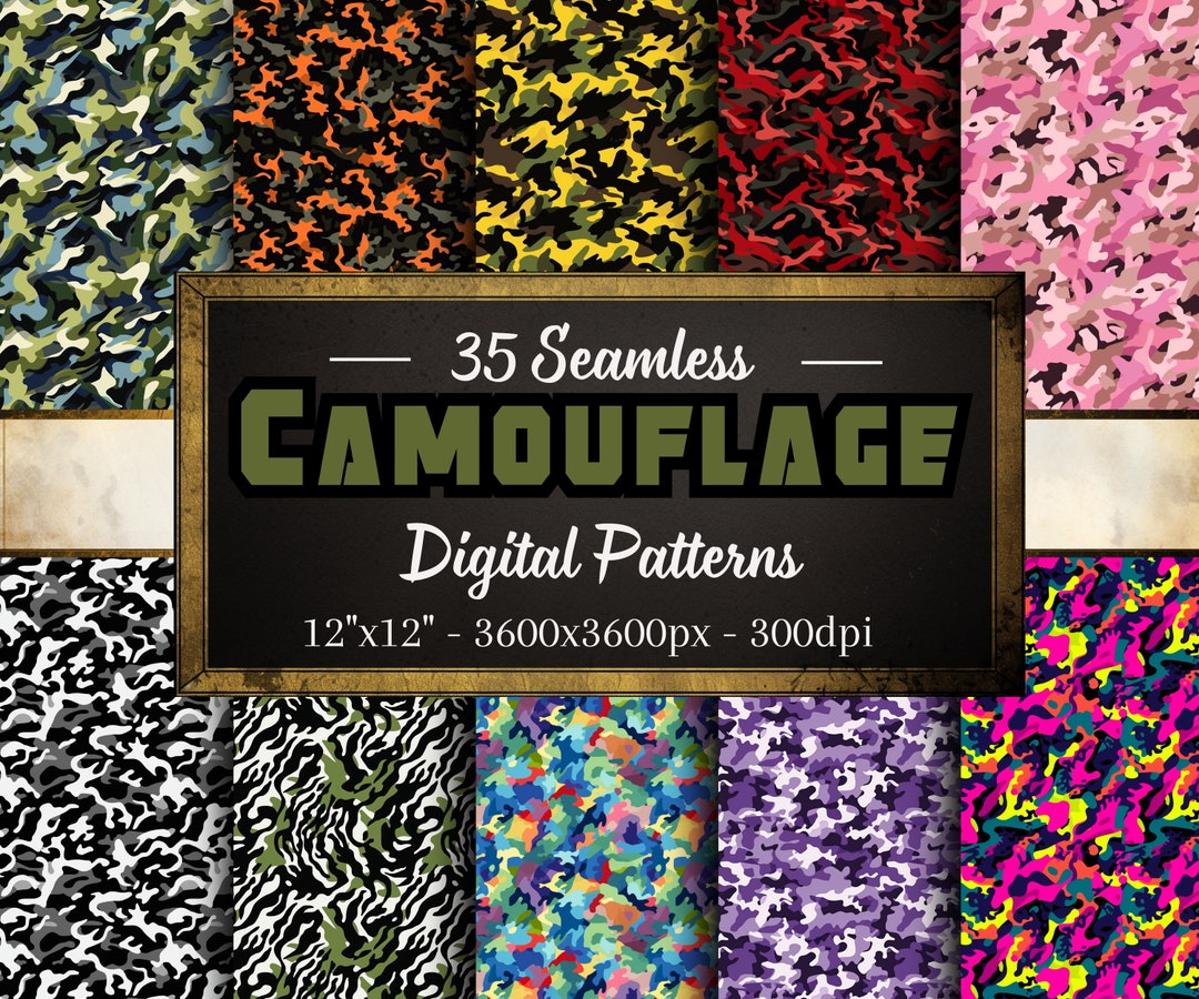 Camouflage Patterns, 35 Camouflage Seamless Digital Papers, Instant ...