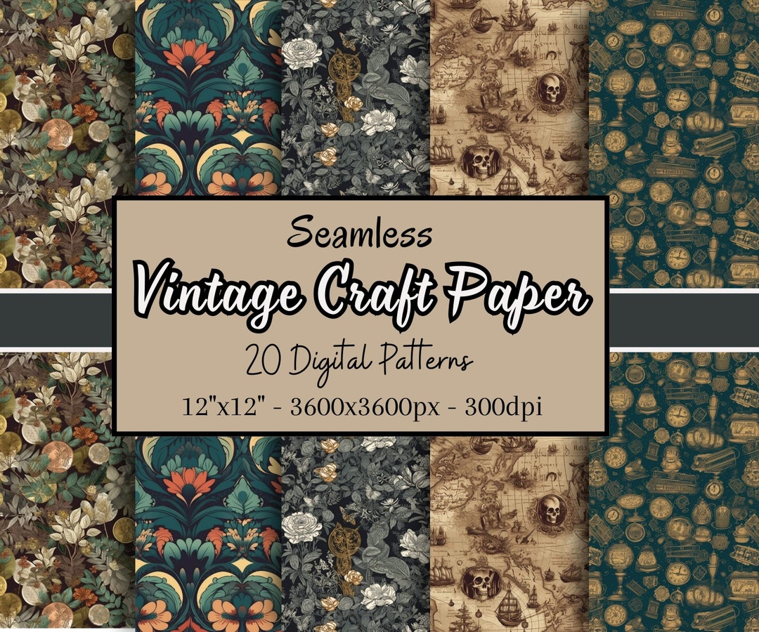 Vintage Paper Digital Patterns, 20 Seamless Vintage Digital Papers for ...