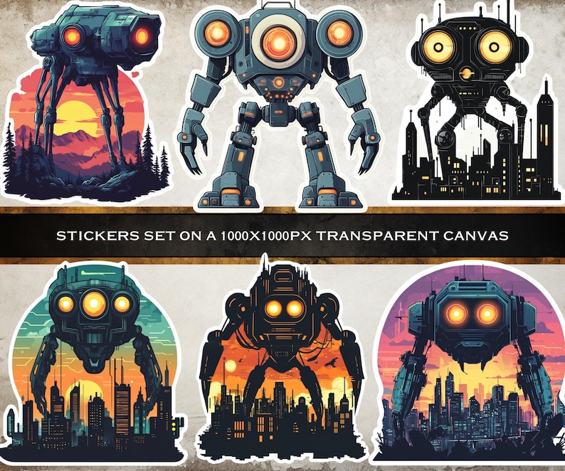 Colossal Mechs Sticker Pack, 40 Mech and Robot Digital Stickers ...