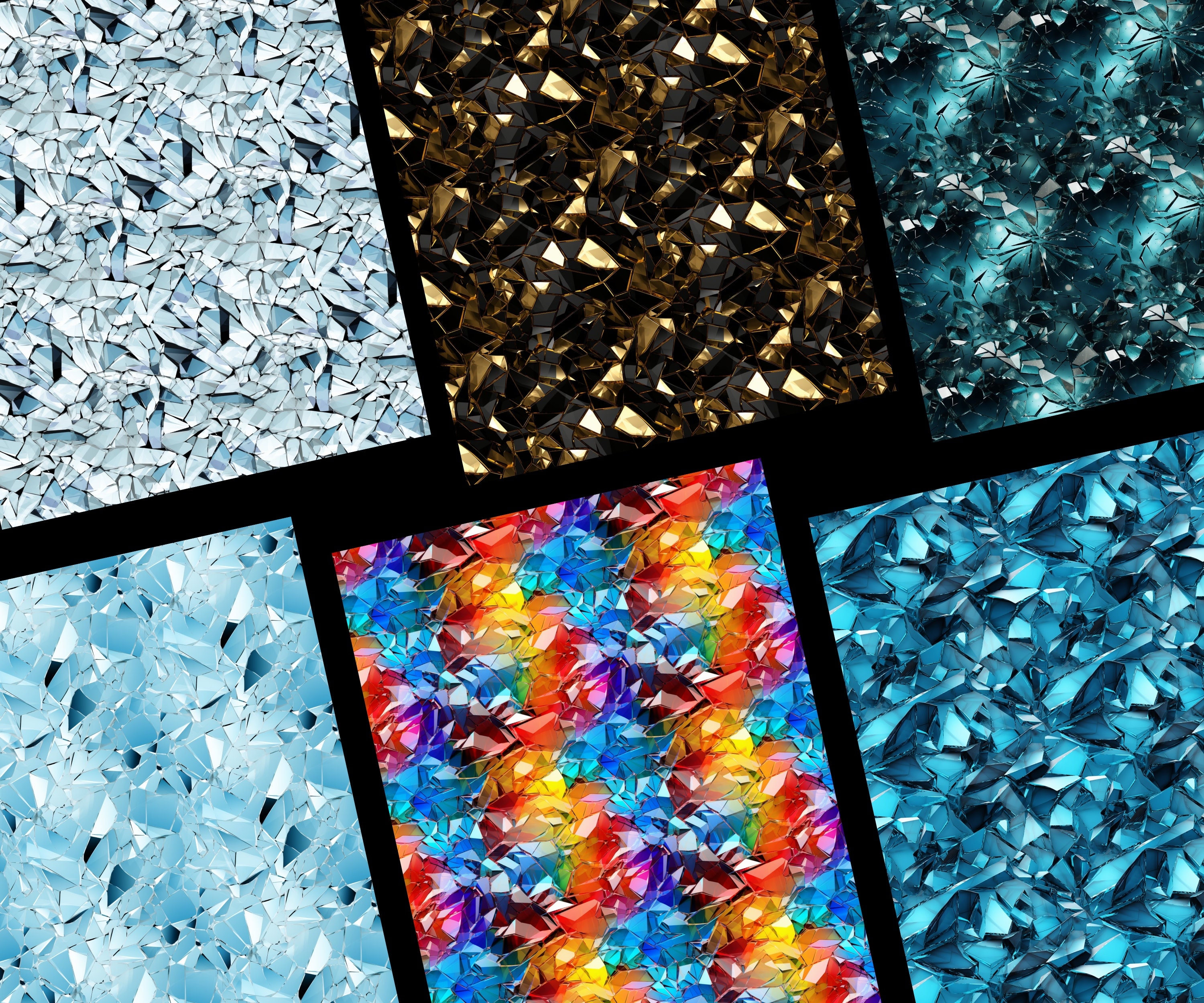 Shattered Glass Patterns, 18 Broken Glass Seamless Digital Papers ...
