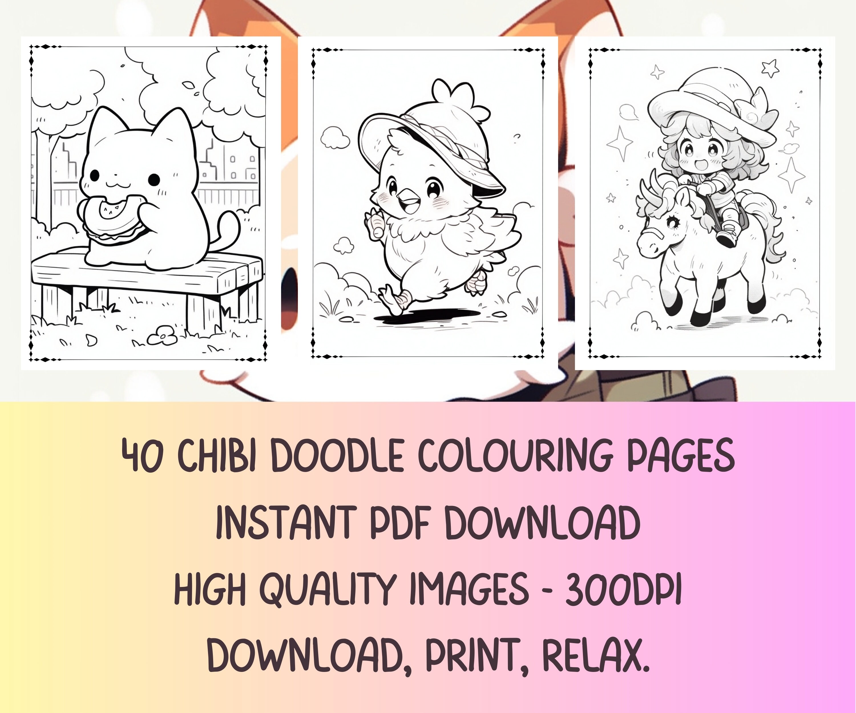 Chibi Adventures Colouring Book, 40 Fun Chibi Colouring Pages, Adults ...