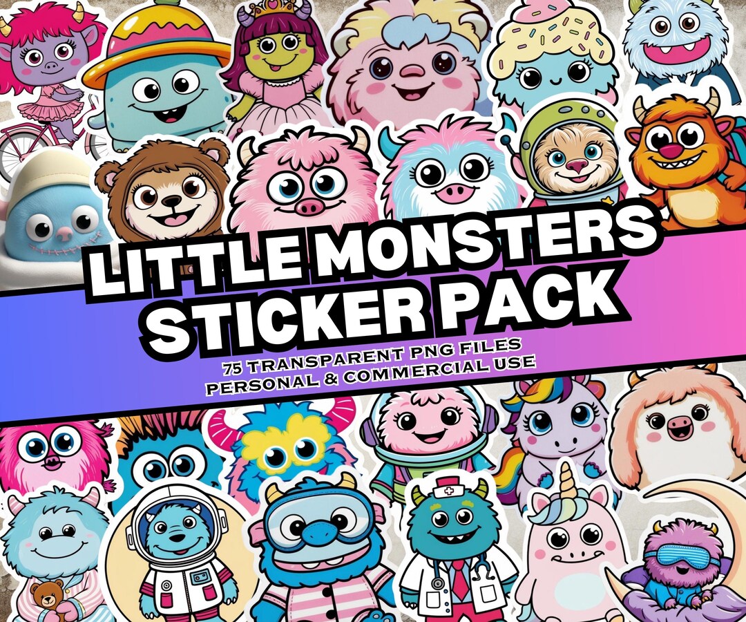 Little Monsters Sticker Pack, 75 Digital Stickers, Little Monsters, Kid ...