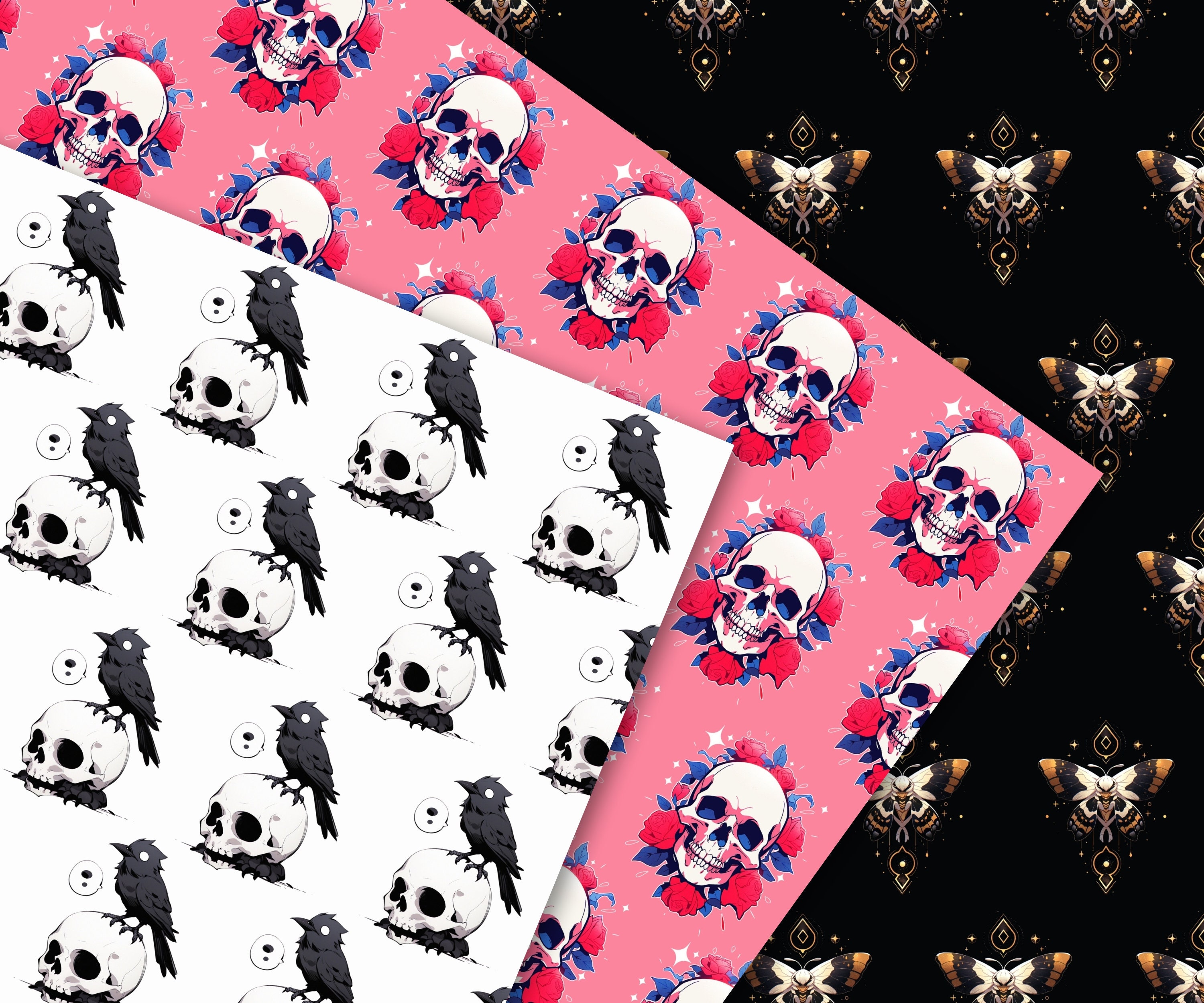 Gothic Doodle Patterns, 20 Fun Gothic Themed Seamless Digital Papers ...