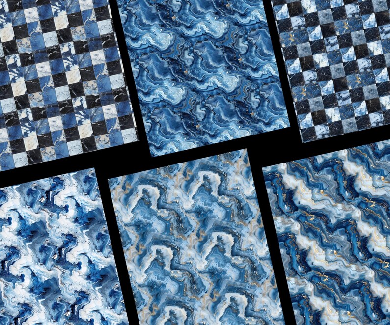 Blue Marble Digital Patterns, 20 Marble Seamless Papers, Blue Marble ...