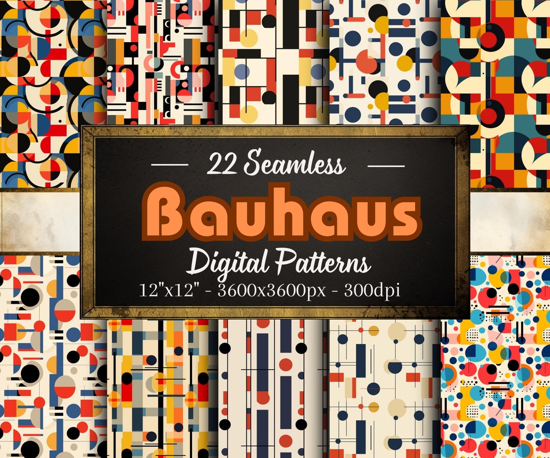 Bauhaus Patterns, 22 Retro Bauhaus Seamless Digital Papers, Instant ...