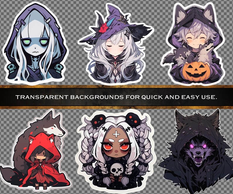 Anime Sticker Pack, 85 Gothic Anime Stickers, Gothic Stickers, Instant ...