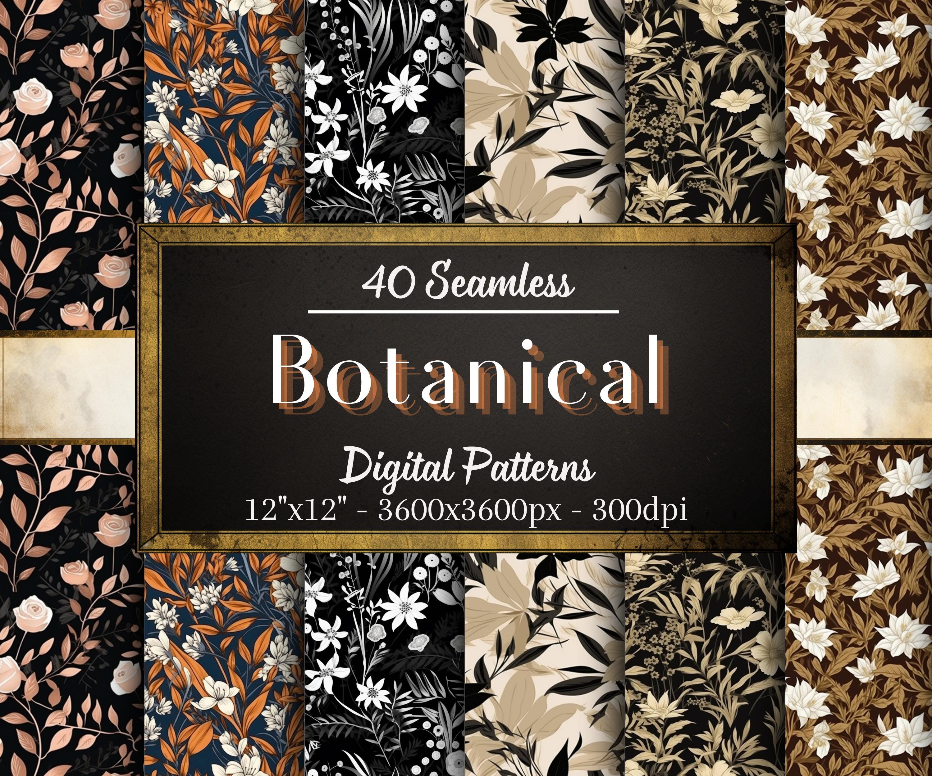 Botanical Patterns, 40 Seamless Digital Papers, Floral Patterns, Print ...