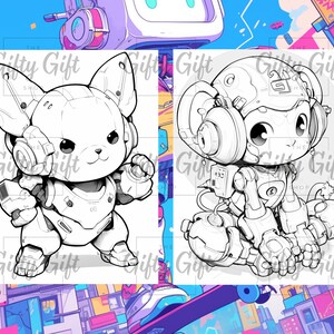 Chibi Robots Colouring Book, 40+ Chibi Robot Colouring Pages, Adults ...