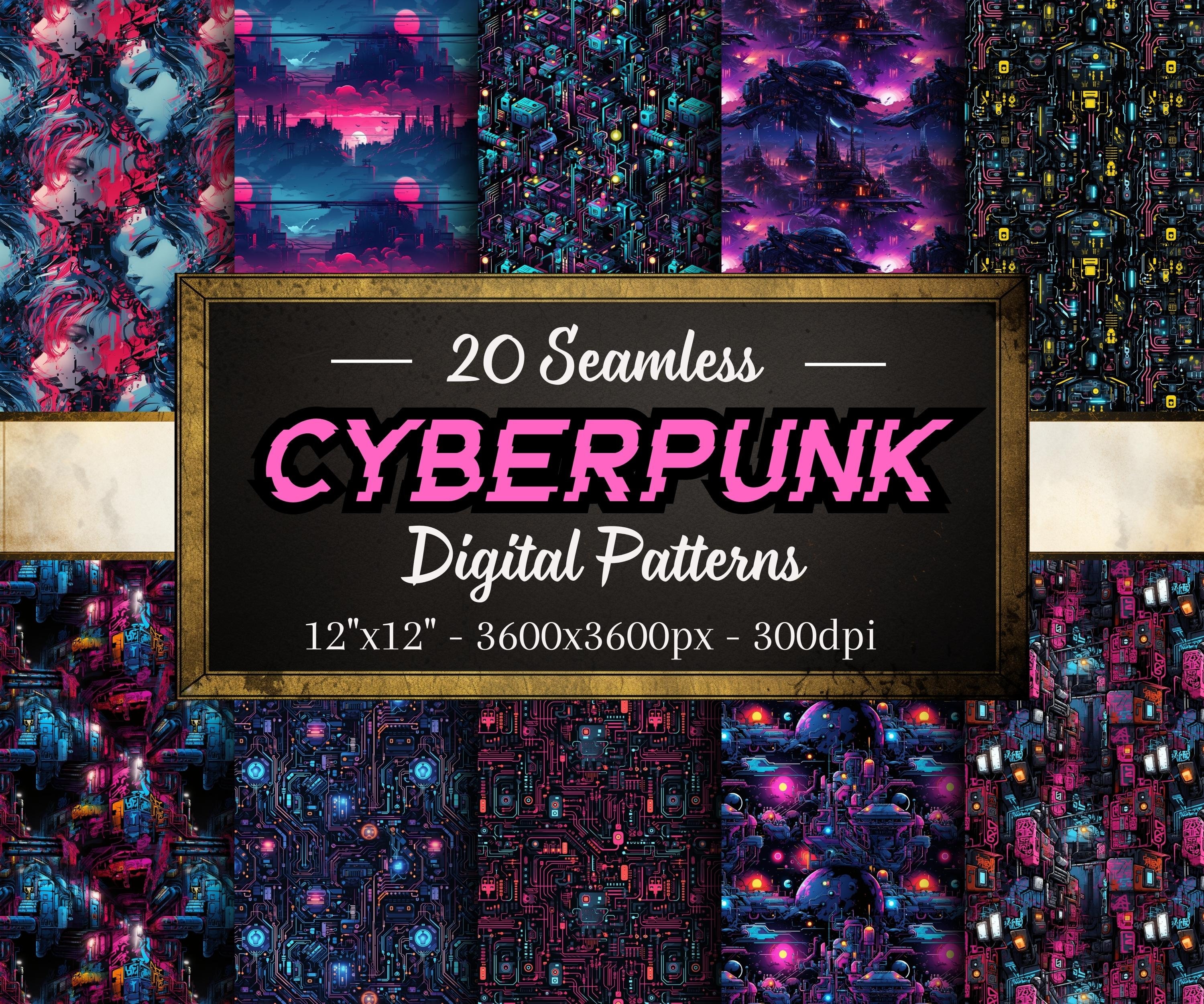 Cyberpunk Patterns, 20 Cyberpunk Seamless Digital Papers, Instant ...