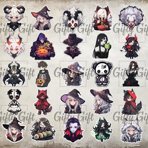Anime Sticker Pack, 85 Gothic Anime Stickers, Gothic Stickers, Instant ...