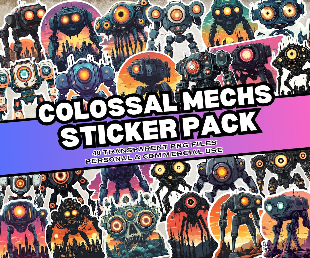 Colossal Mechs Sticker Pack, 40 Mech and Robot Digital Stickers ...