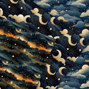 Celestial Dream Patterns, 20 Cosmic Sky Seamless Digital Papers, Instant Download, Personal ...