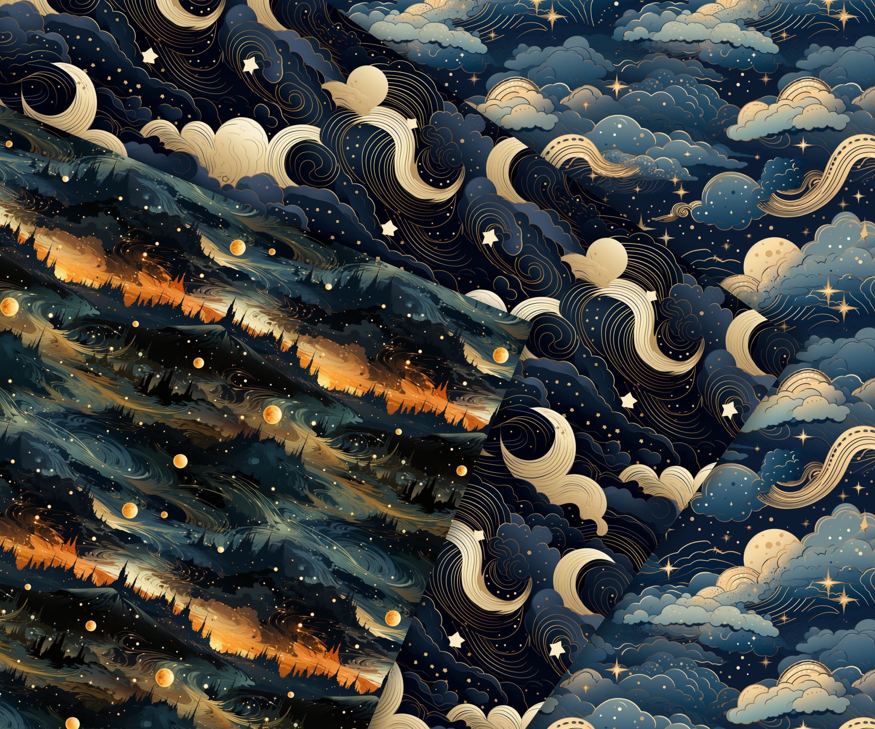 Celestial Dream Patterns, 20 Cosmic Sky Seamless Digital Papers ...