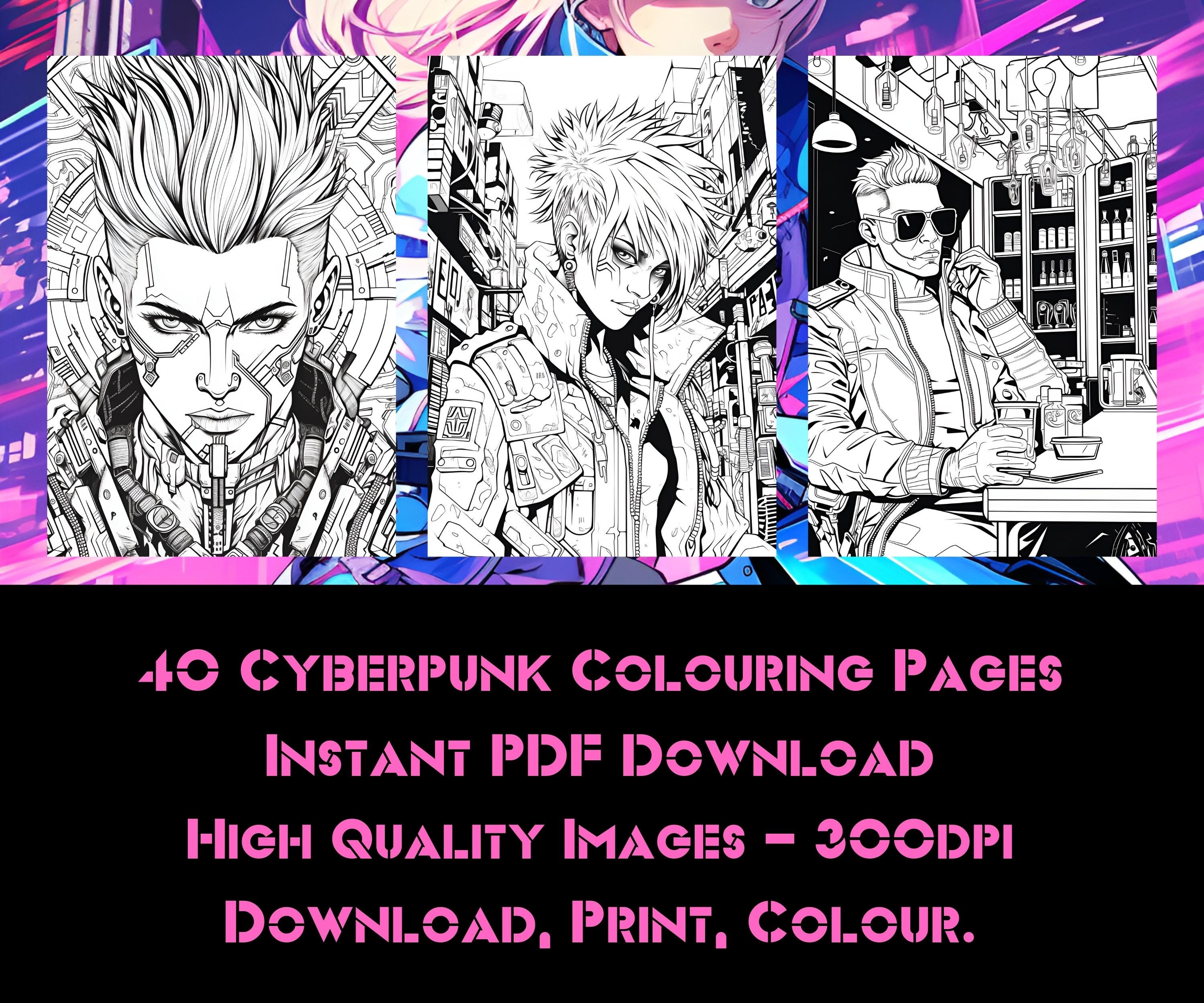 Cyberpunk Colouring Book, 40 Printable Colouring Pages for Adults and ...