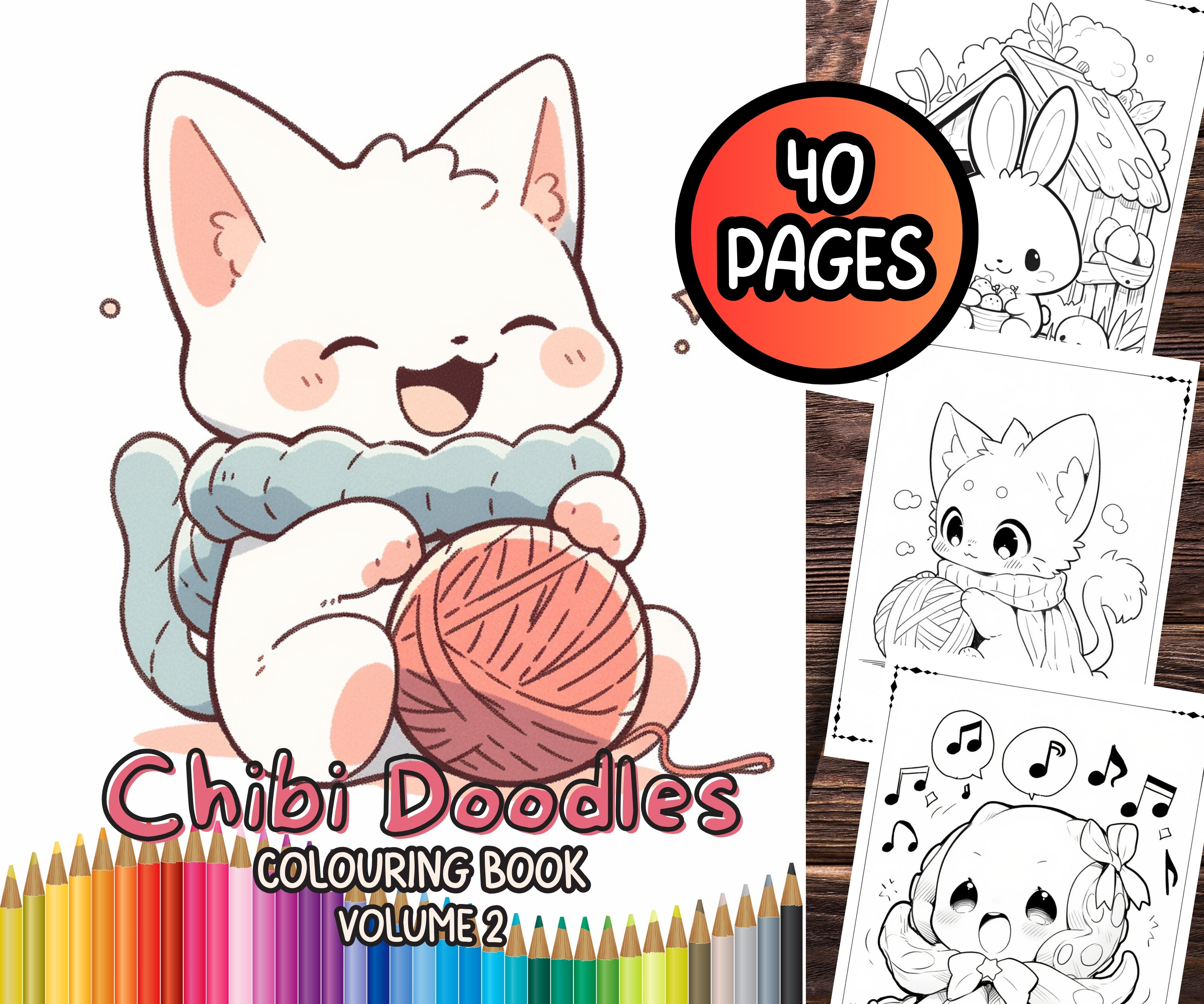 Chibi Doodles Colouring Book, 40 Cute Chibi Doodles Colouring Pages ...
