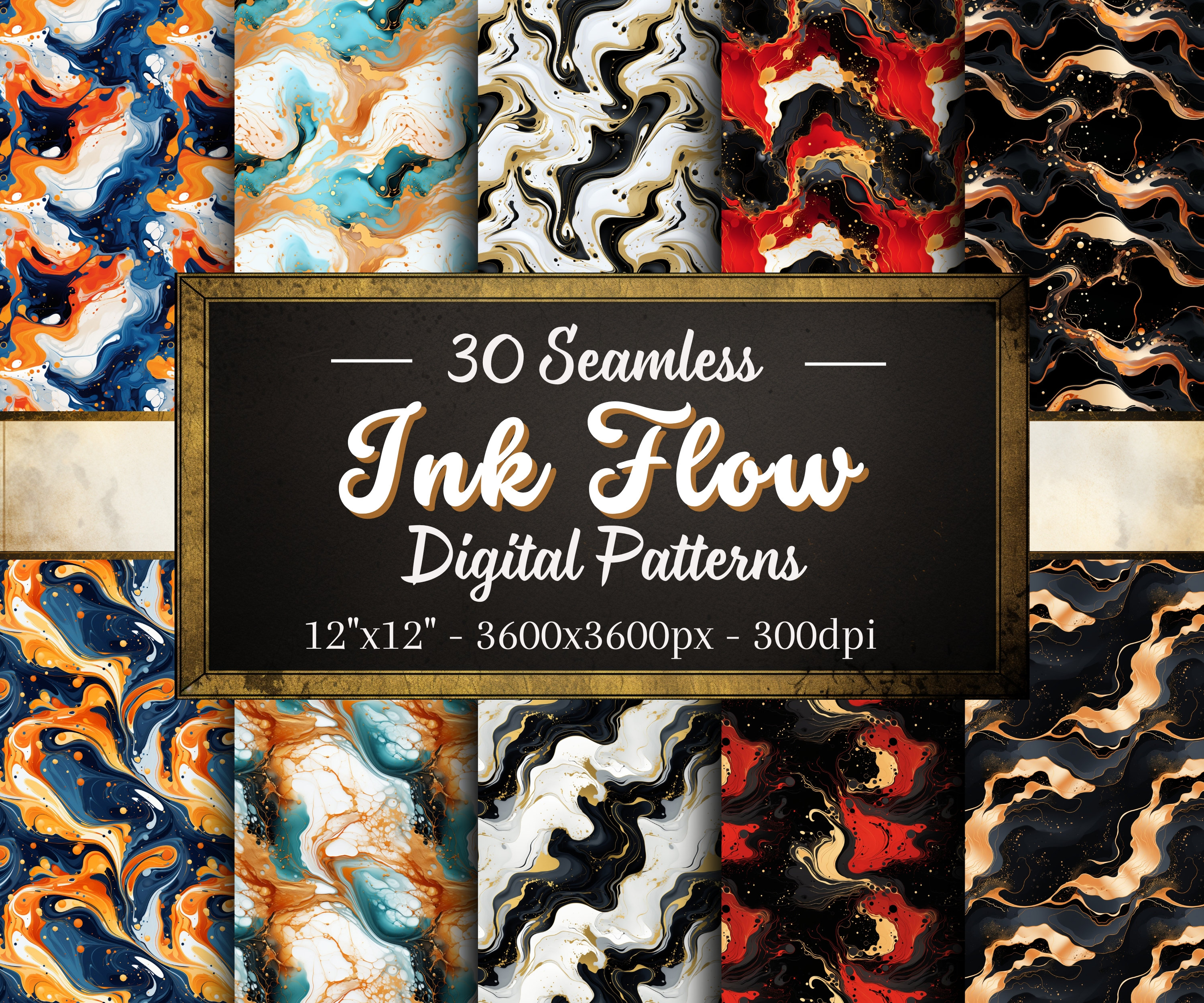 Ink Flow Patterns 30 Colourful Ink Flow Seamless Digital - Etsy