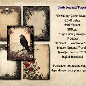 Gothic Junk Journal Pages, Vintage Gothic Scrapbooking Ephemera, 40 ...