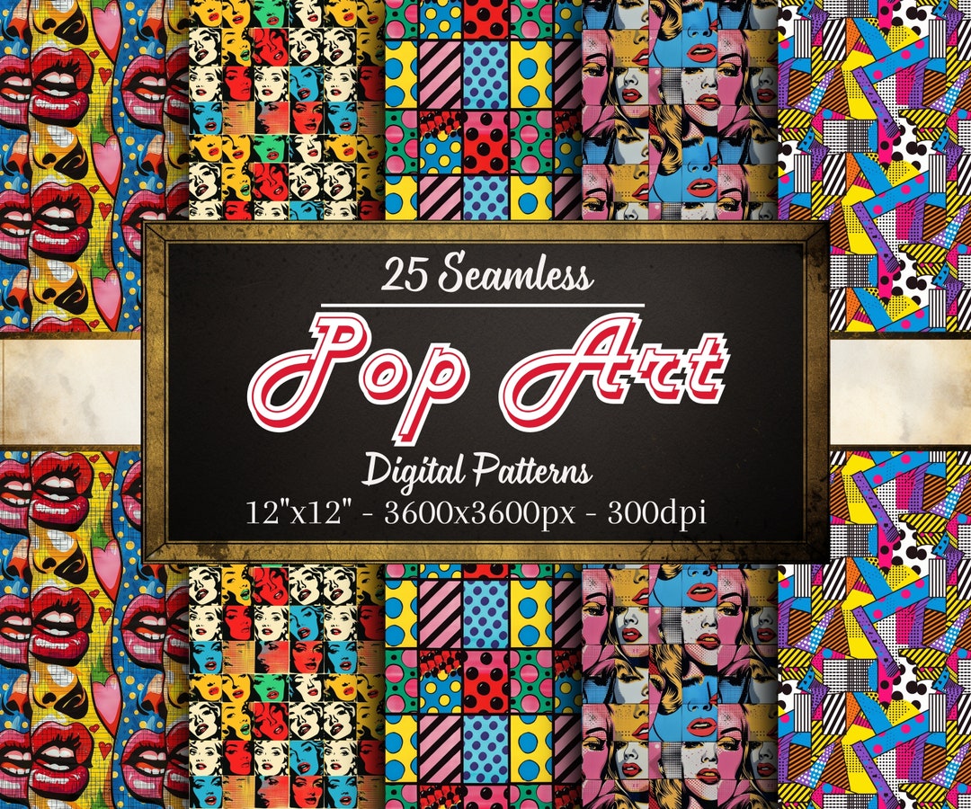 Pop Art Seamless Patterns, 25 Retro Pop Art Digital Papers, Instant ...
