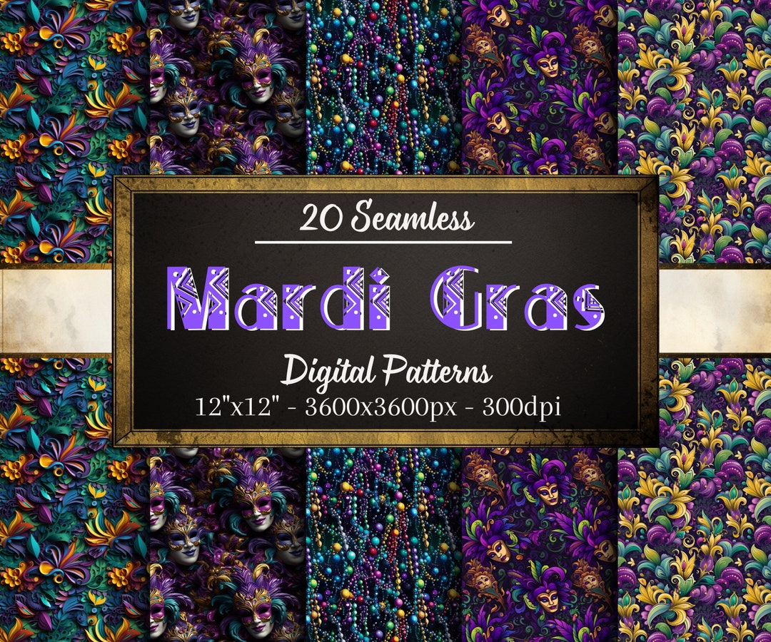 Mardi Gras Patterns, 20 Mardi Gras Festival Seamless Digital Papers ...