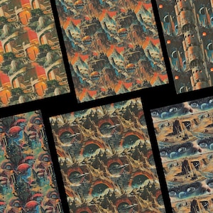 Vintage Sci-fi Seamless Patterns, 22 Retro Digital Papers, Sci-fi ...