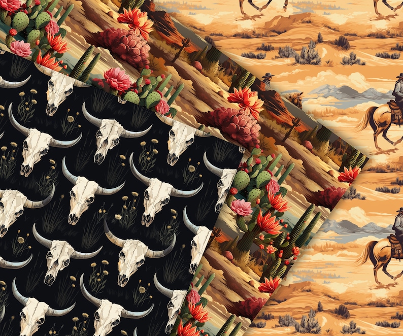 Wild West Patterns, 25 Western Themed Seamless Digital Papers, Instant ...
