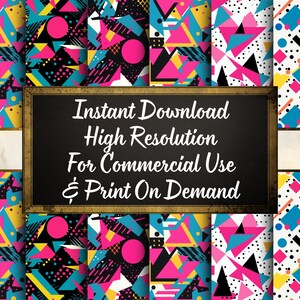 Retro 80's Patterns, 15 Seamless Digital Papers of Colourful 80's ...