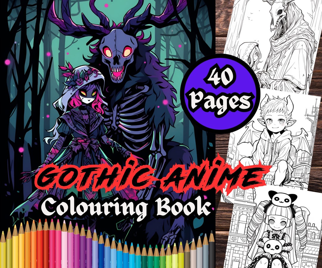 Gothic Anime Colouring Book, 40 Printable Colouring Pages Great for ...