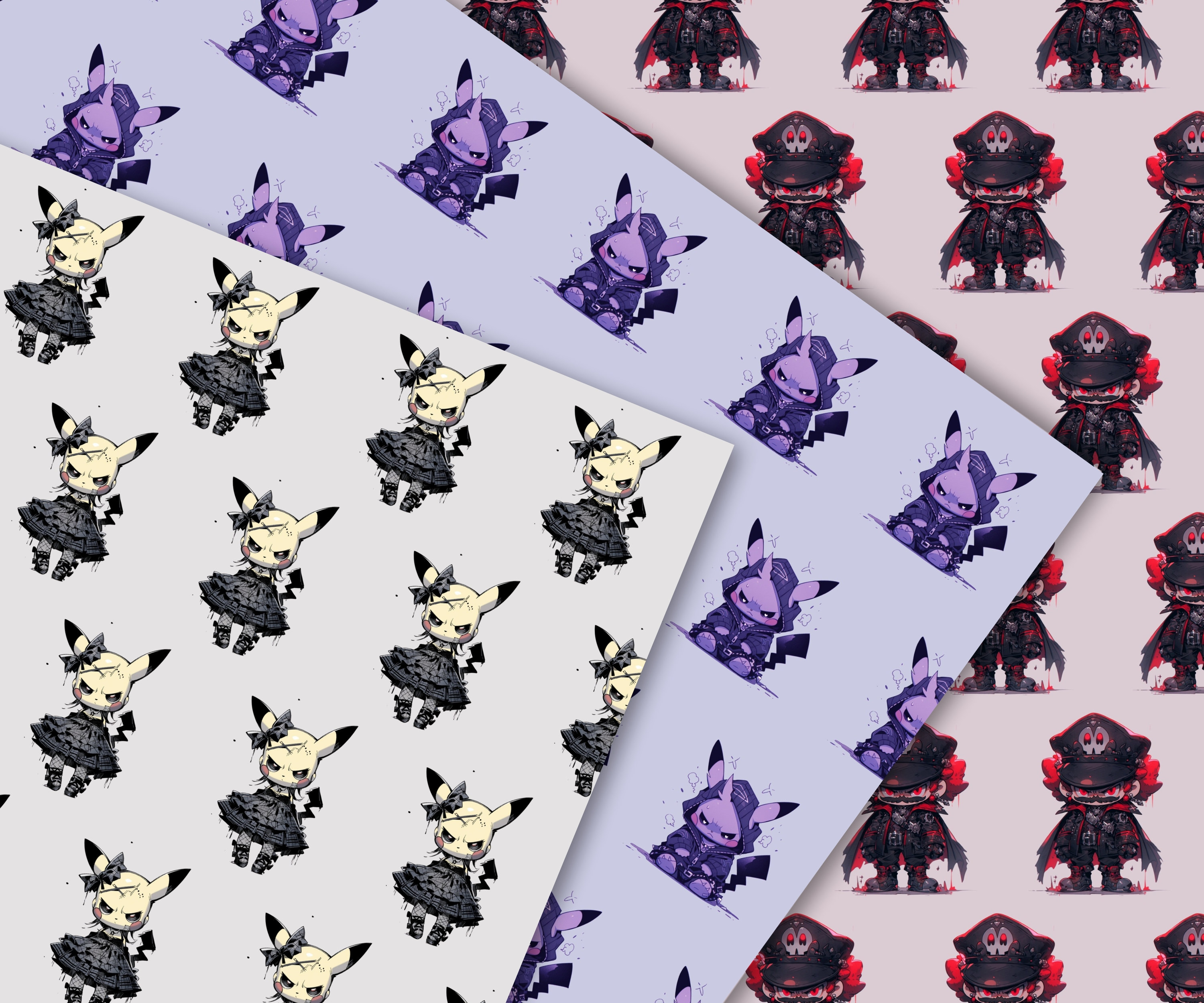 Gothic Chibi Patterns, 20 Chibi and Anime Seamless Digital Papers ...