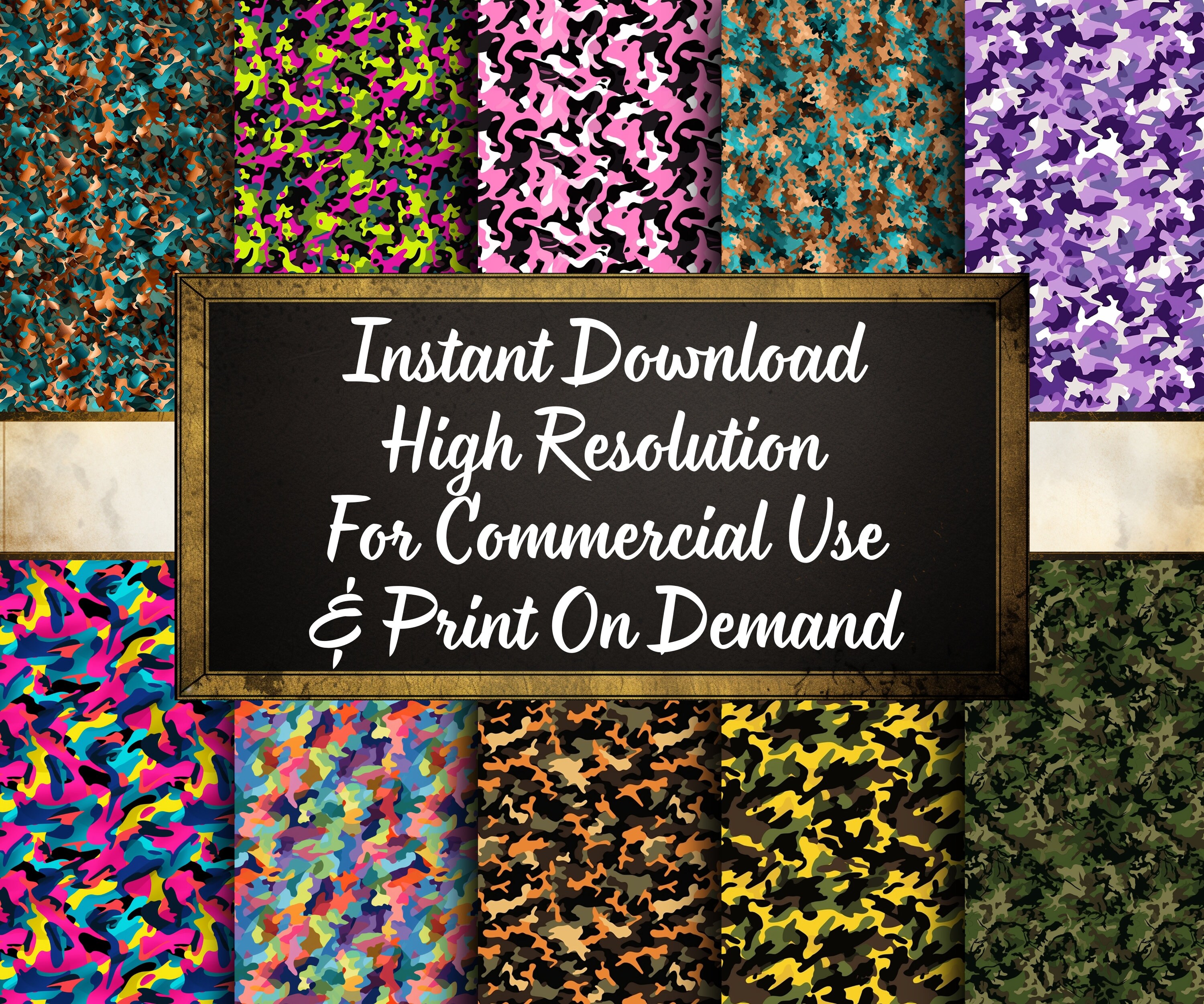 Camouflage Patterns, 35 Camouflage Seamless Digital Papers, Instant ...