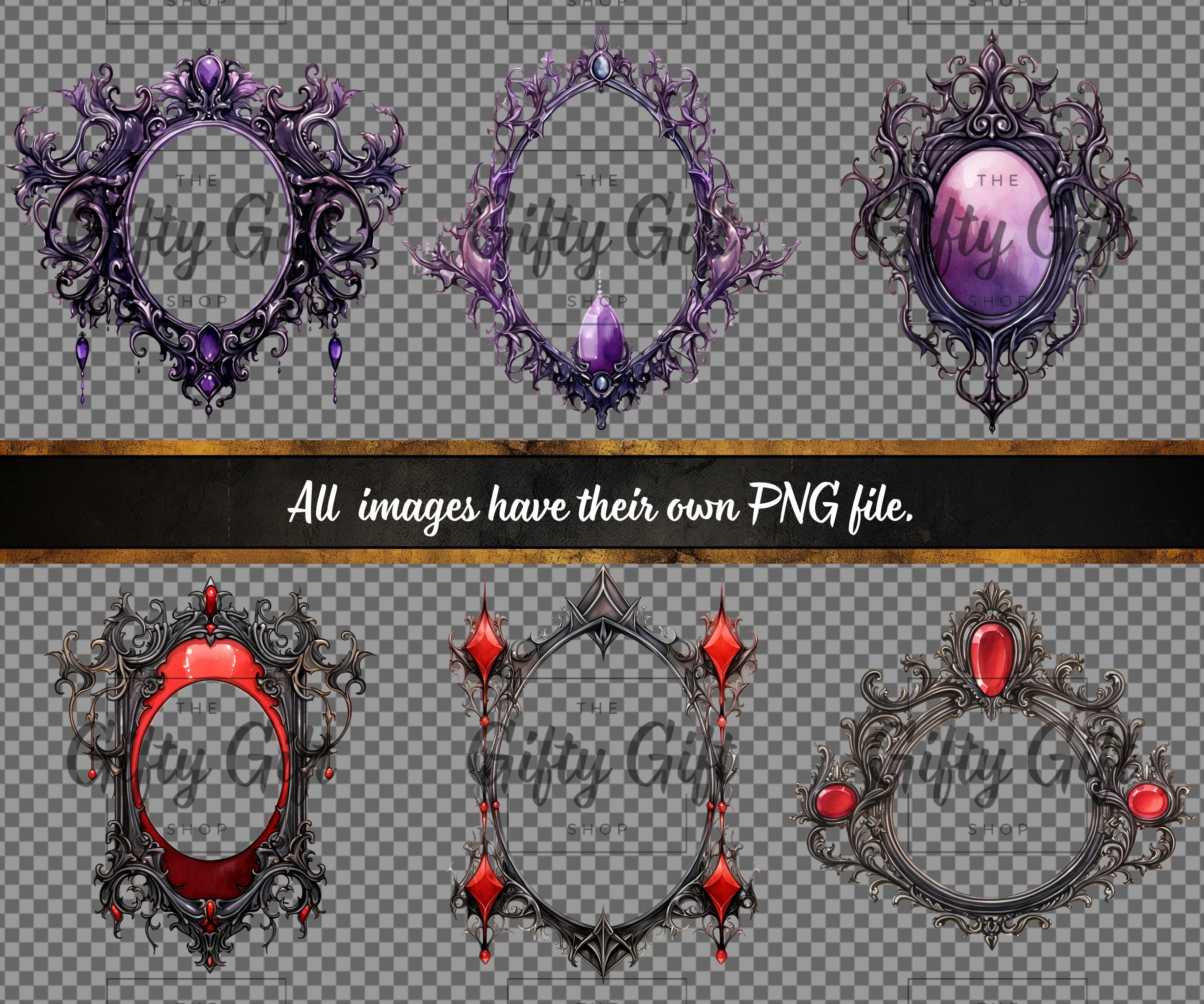 Watercolour Gothic Mirrors & Frames Clipart - 25 Transparent PNG Files ...