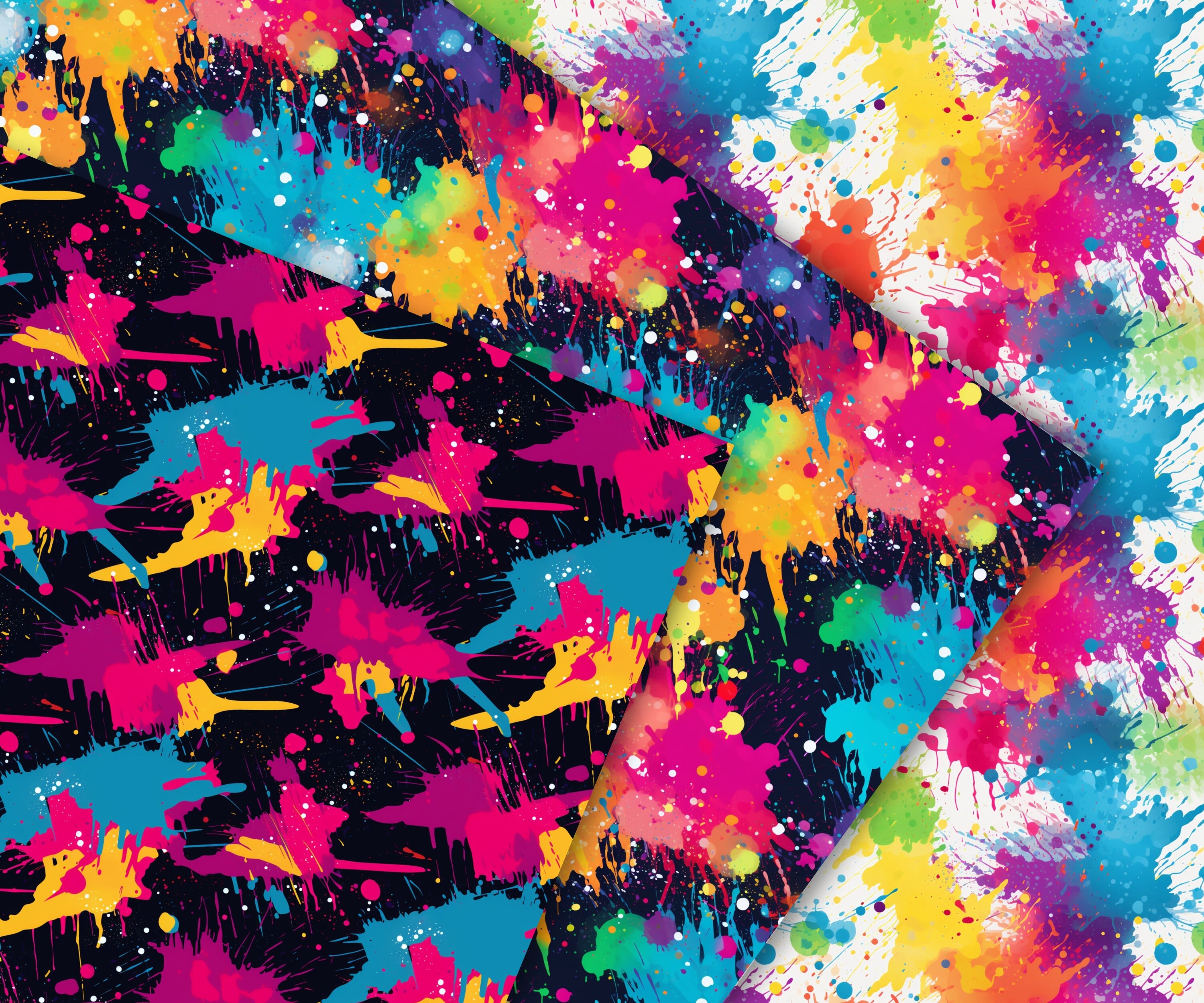 Paint Splatter Patterns, 20 Vibrant Paint Seamless Digital Papers ...