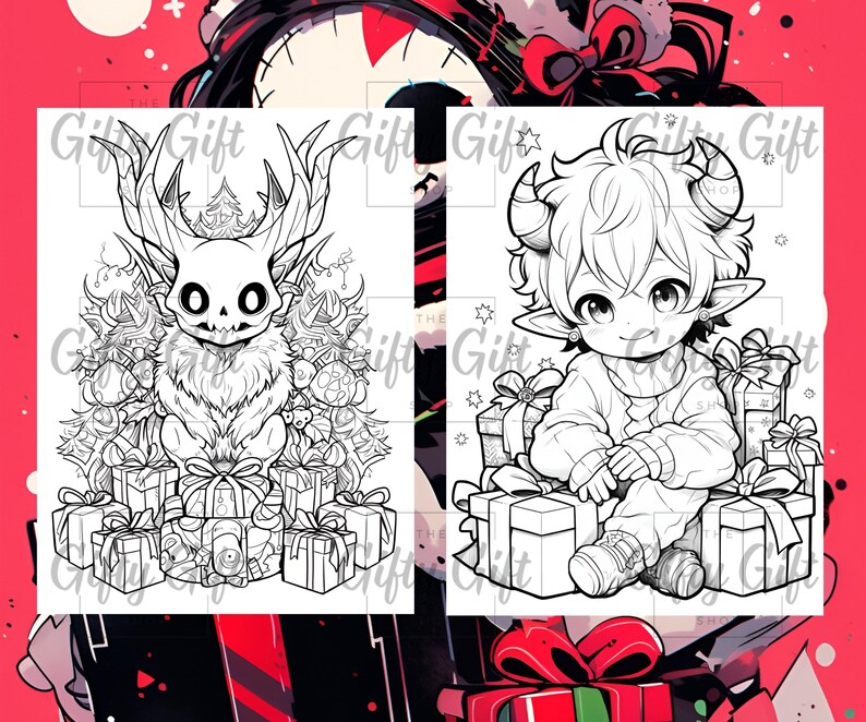 Creepy Kawaii Christmas Colouring Book, 40 Festive Colouring Pages ...