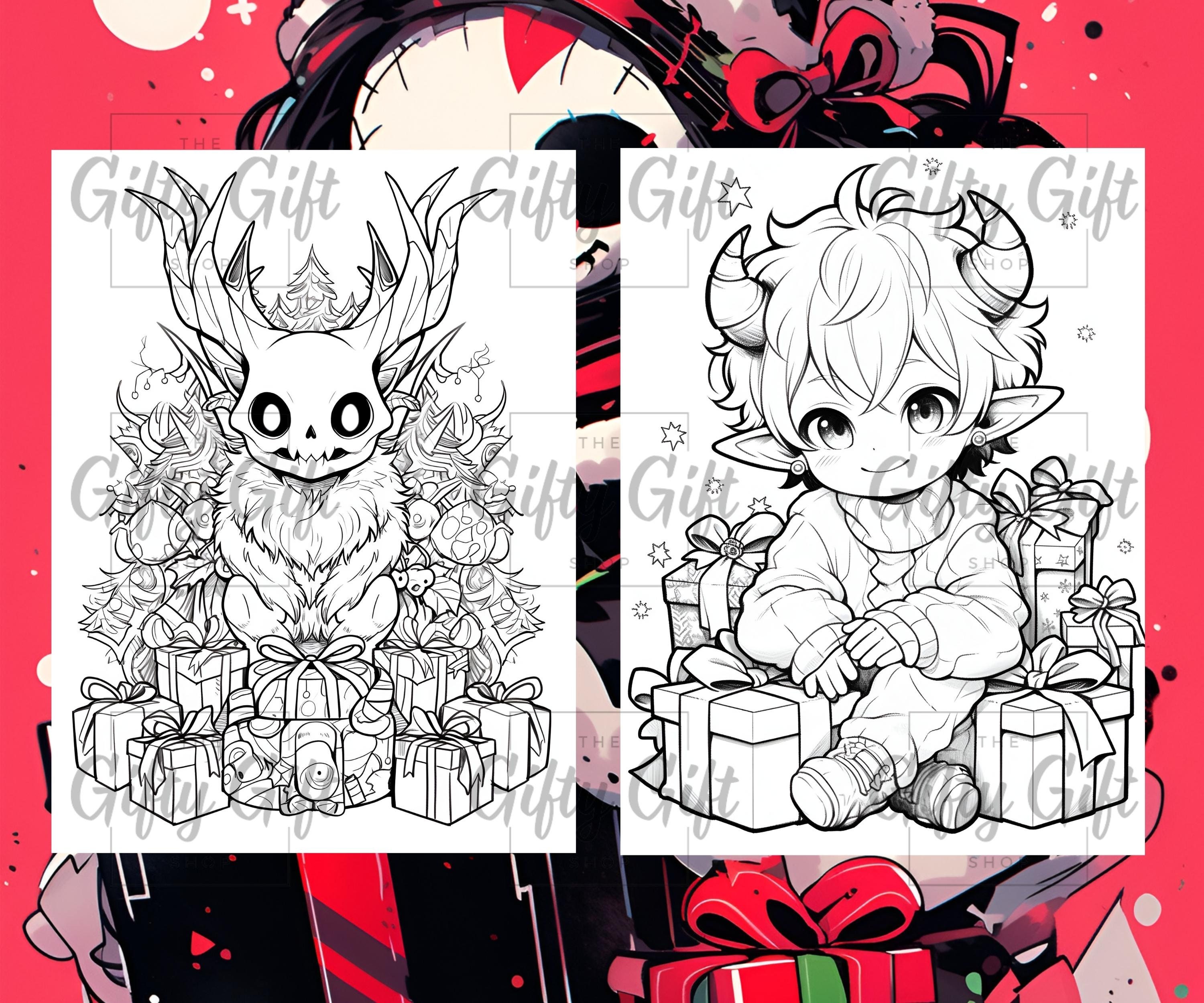 Creepy Kawaii Christmas Colouring Book, 40 Festive Colouring Pages ...