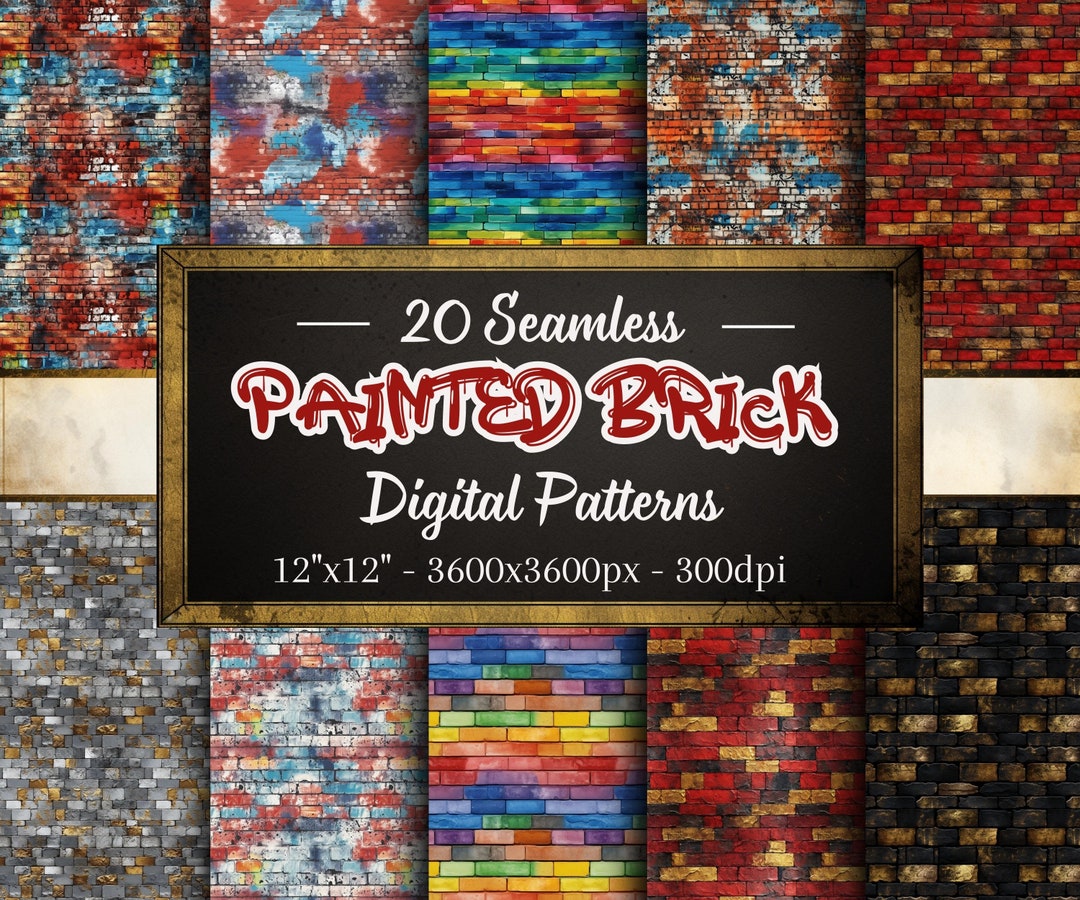 Painted Brick Patterns, 20 Seamless Digital Papers of Brick Patterns ...
